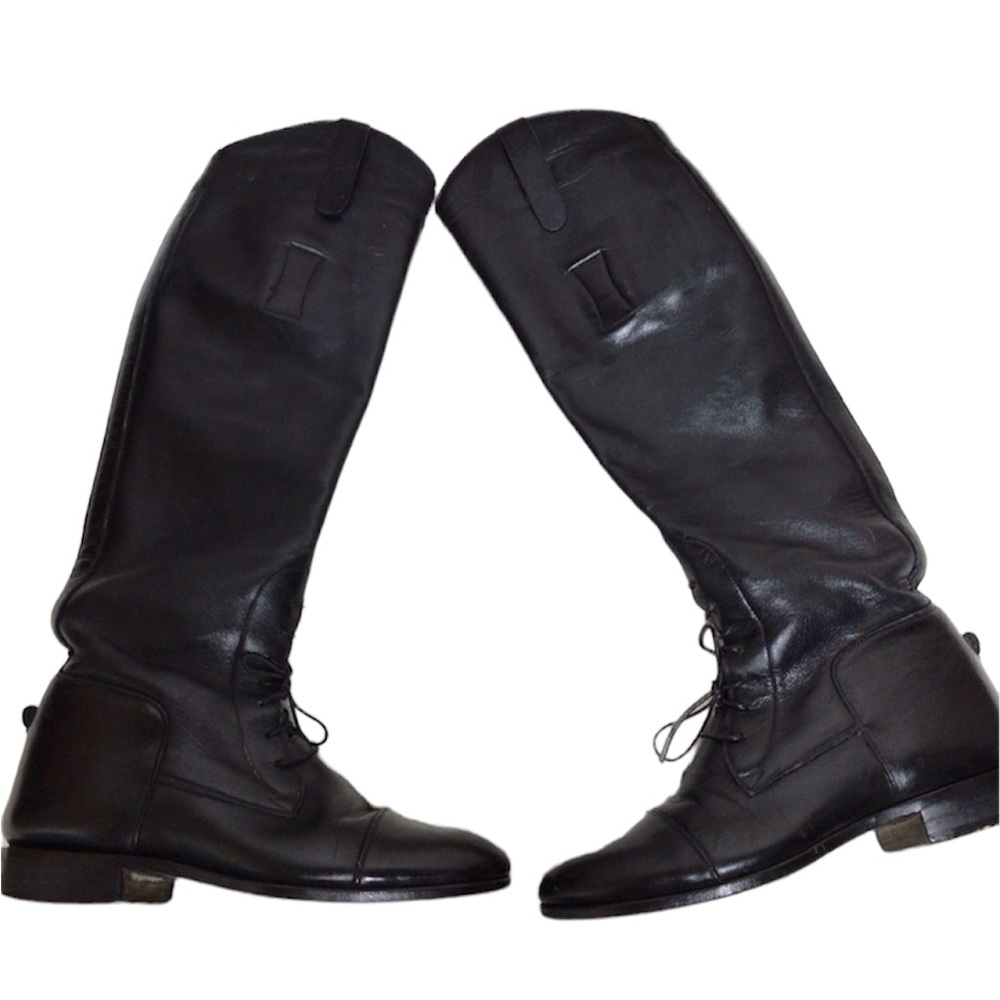 Grand Prix 80s Vintage Tall Black Leather Riding Boot… - Gem